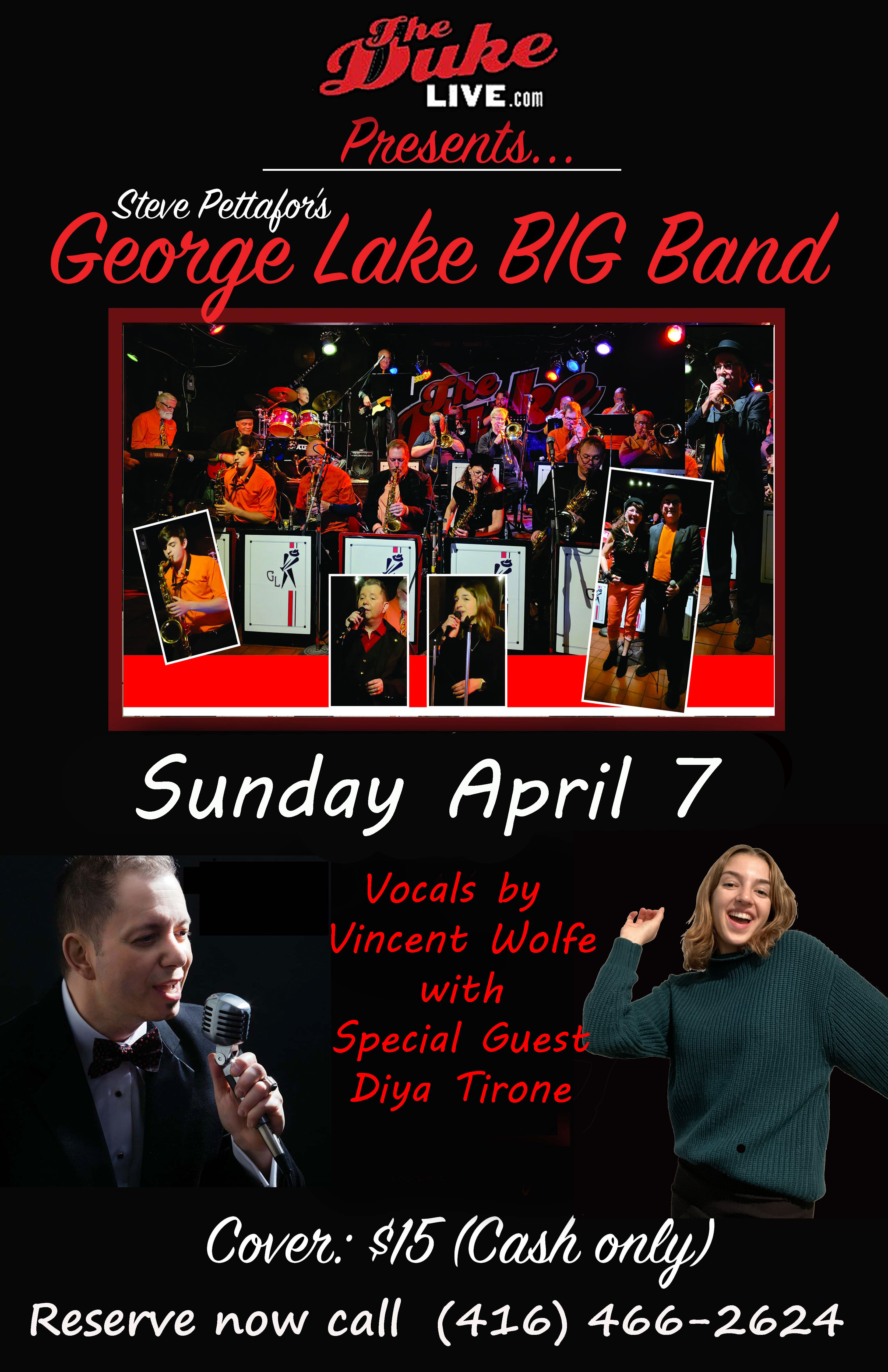The Duke Live with Vincent Wolfe & Diya Tirone - George Lake BIG Band